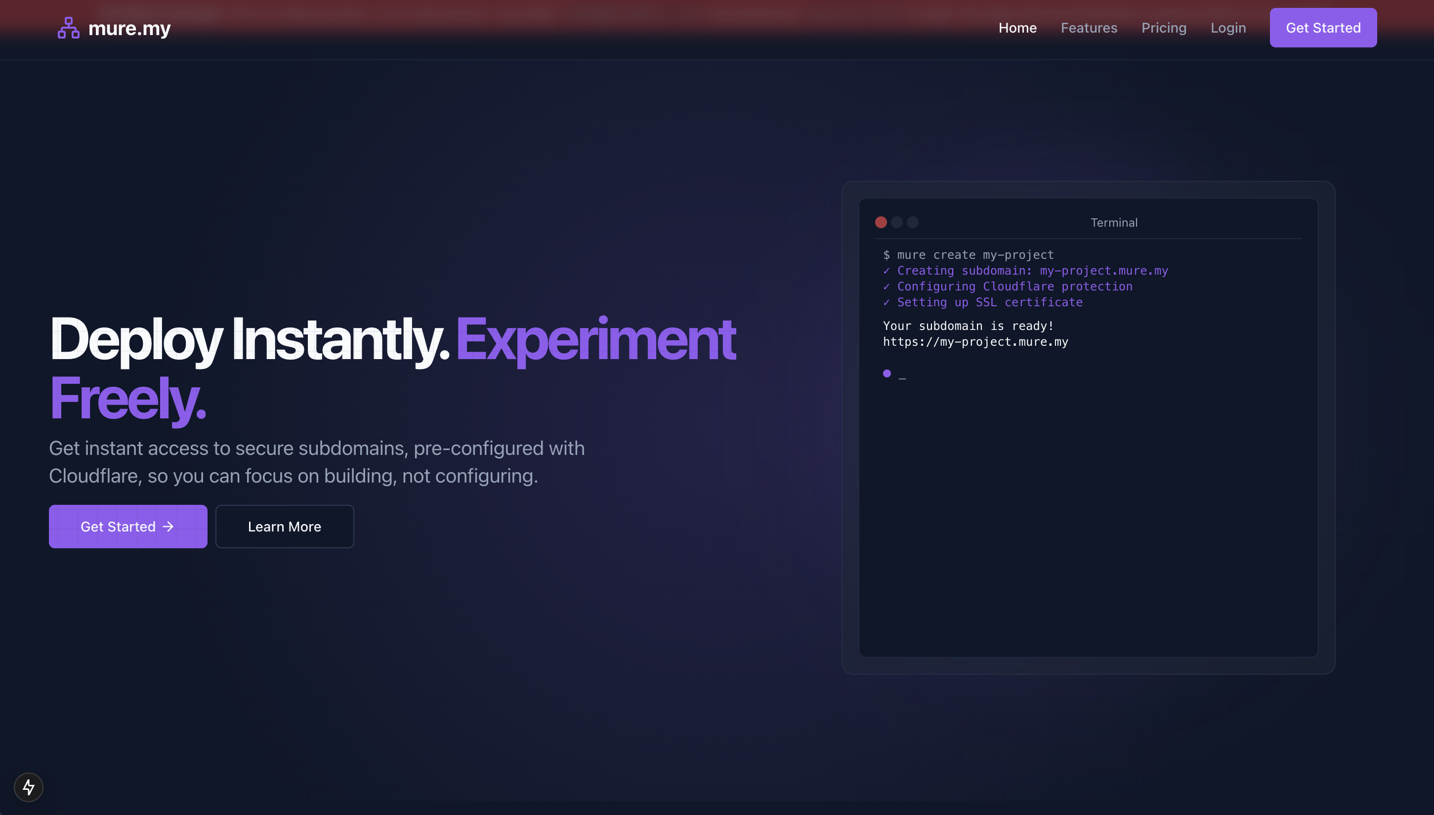 mure.my | Rapid Deployment Subdomain Service